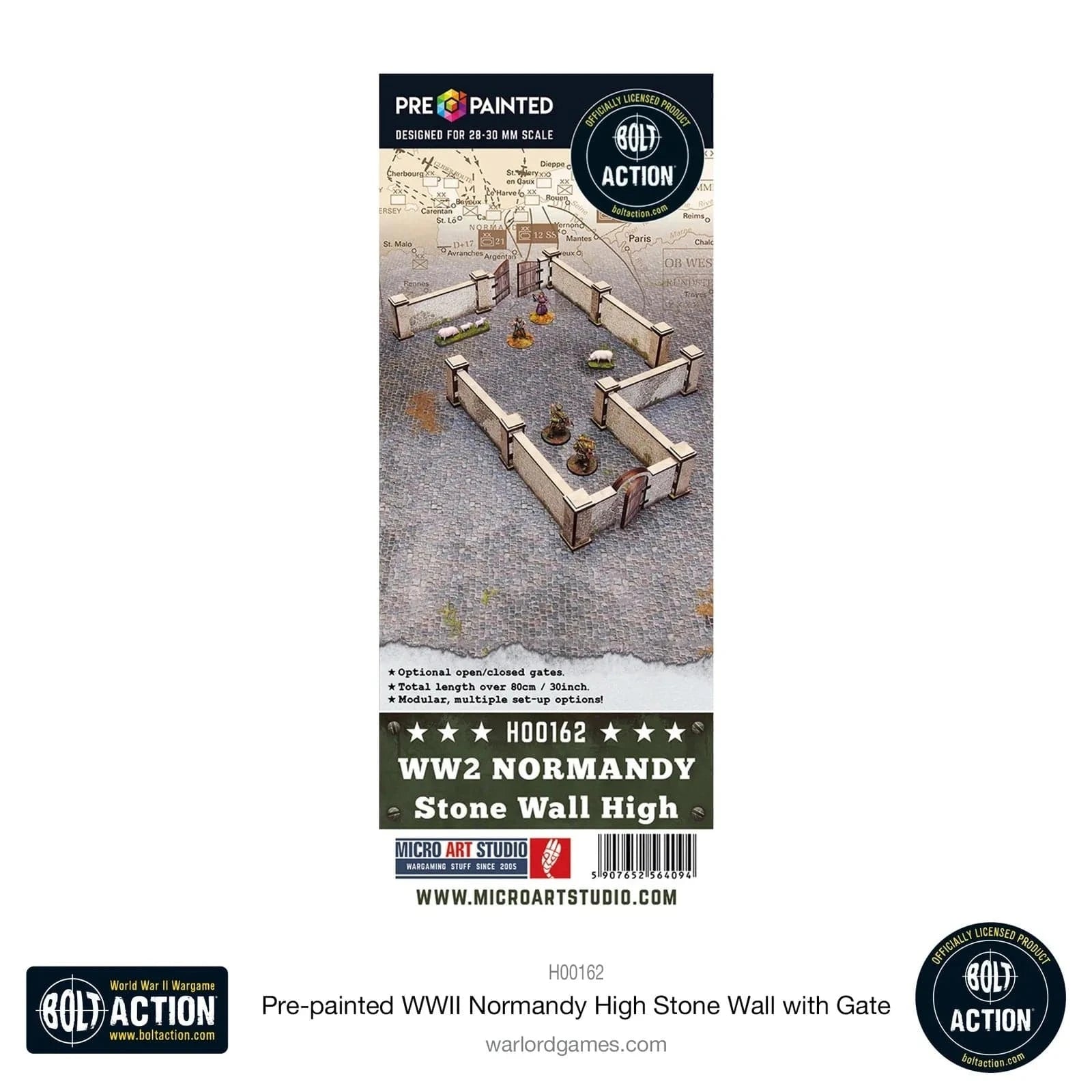 Pre-painted WWII Normandy High Stone Wall with Gate – Flipside Gaming