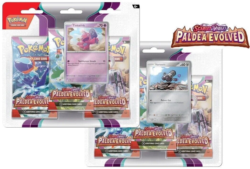 Pokemon Paldea Evolved 3 Pack Blister - Set of 2 Tinkatink & Varoom ...